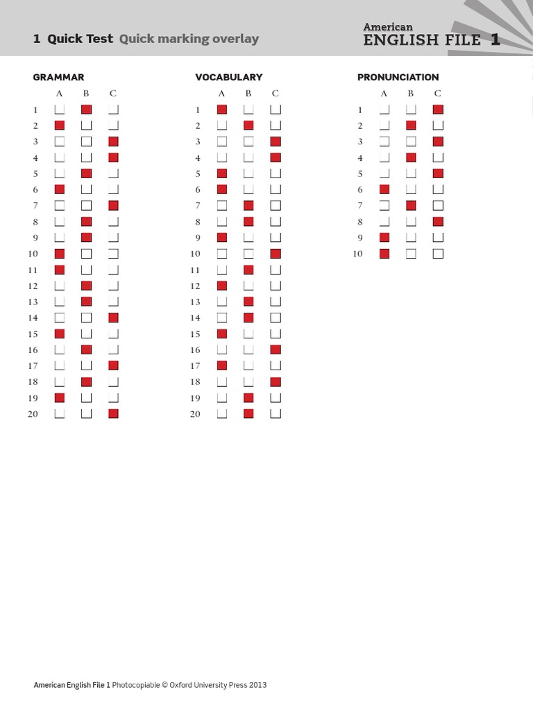 AEF1 File1 QuickTest AnswerKey | PDF