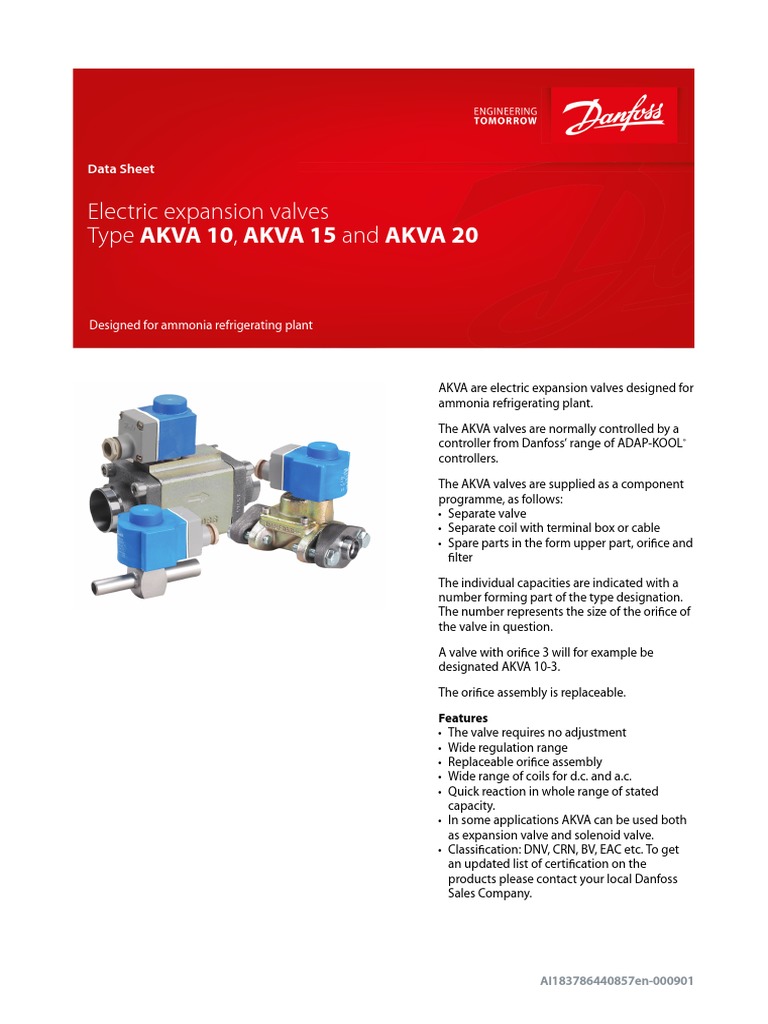 Electric Expansion Valves Type AKVA 10, AKVA 15 and AKVA 20: Data Sheet ...