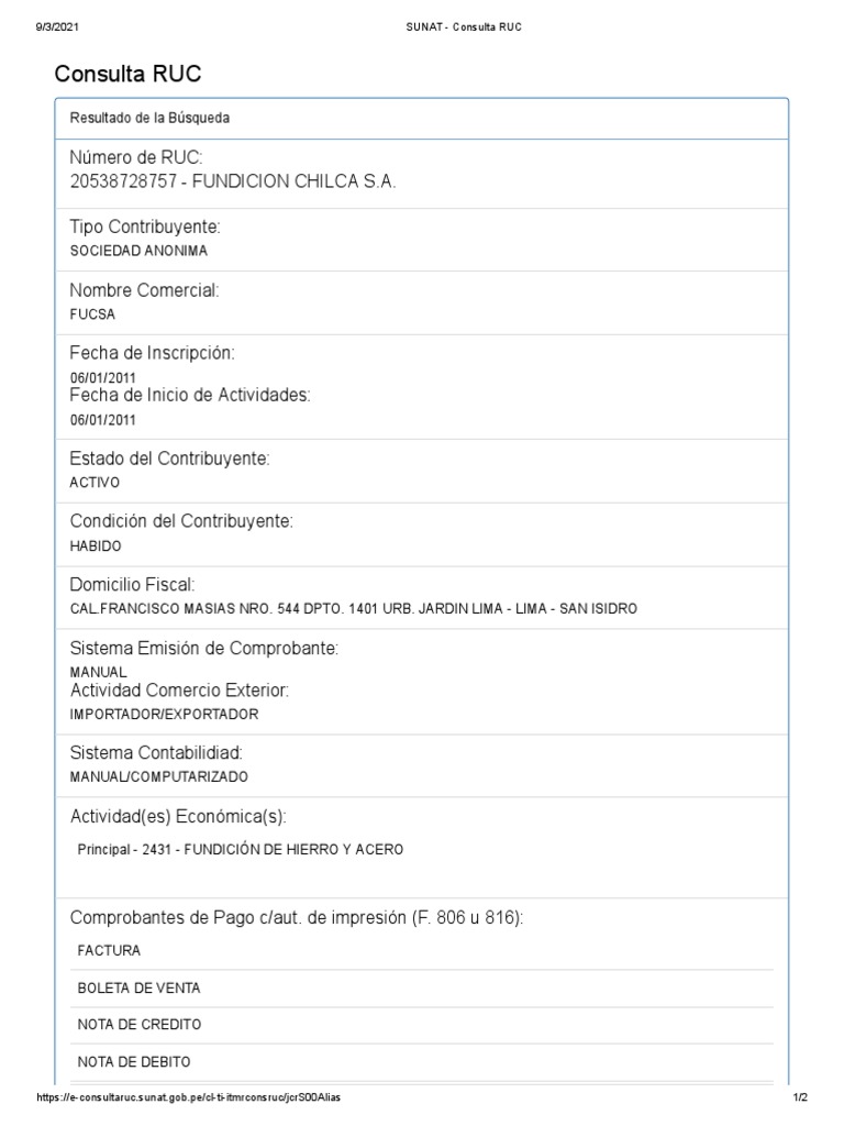 Ficha RUC Fucsa 09.03.21 | PDF