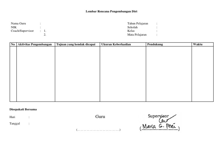 Lembar Rencana Pengembangan Diri PI 4 | PDF