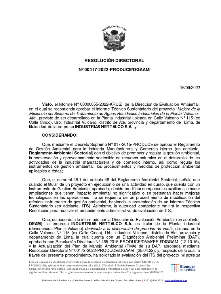 Its R.D. - 417-2022-Dgaami | PDF | Regulación | Entorno natural