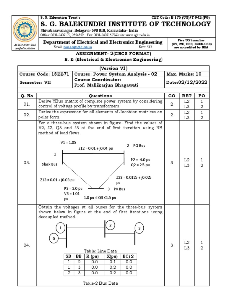 PSA-2 Assignment-2 V1 | PDF | Electricity | Electrical Engineering