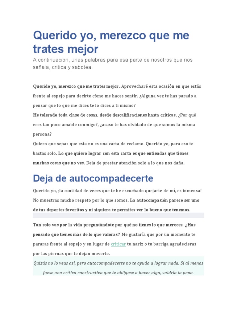 Querido Yo, Carta | PDF