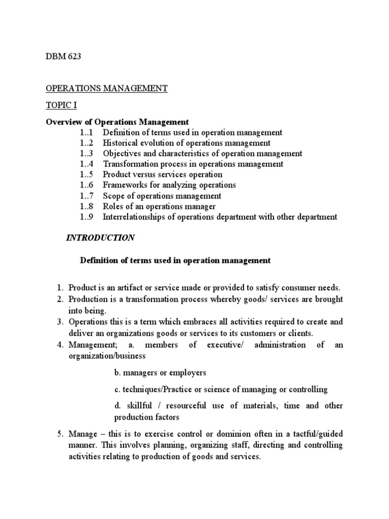 Overview of Operations Management | PDF | Operations Management ...