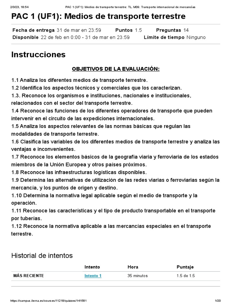 PAC 1 (UF1) - Medios de Transporte Terrestre - TL. M09. Transporte Internacional de Mercancías ...