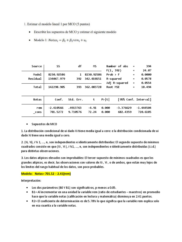 Supuestos de MCO | PDF | Matemáticas Aplicadas | Análisis estadístico