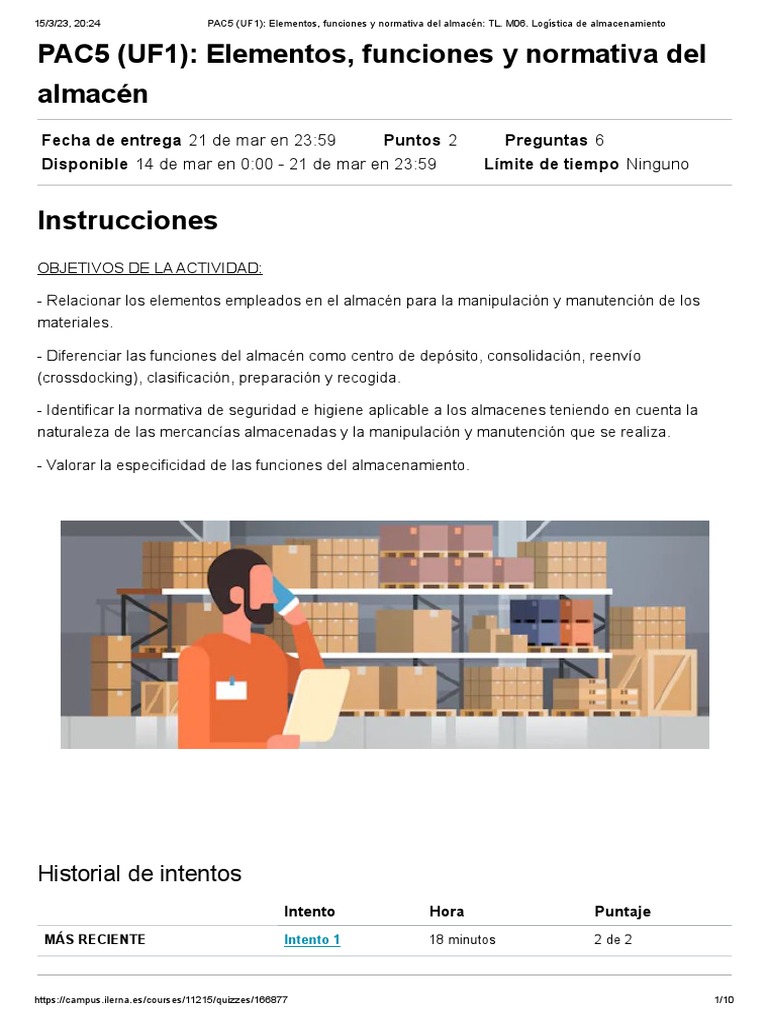 PAC5 (UF1) - Elementos, Funciones y Normativa Del Almacén - TL. M06. Logística de Almacenamiento ...