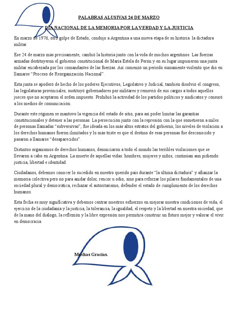 Palabras Alusivas Acto 24 de Marzo | PDF | Democracia | Ideologías políticas