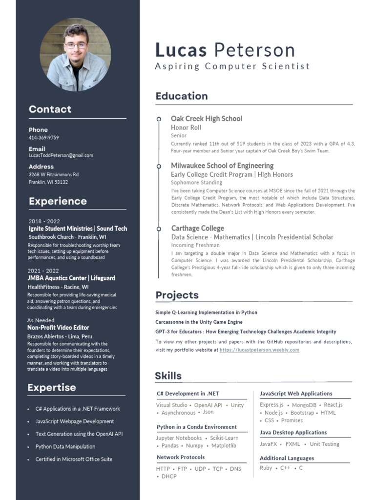 Lucas Peterson Resume 4-15-2023 | PDF | World Wide Web | Internet & Web