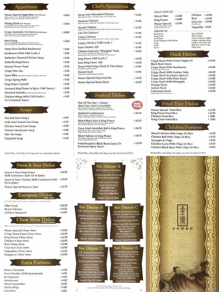 Kambo Restaurant Menu | PDF