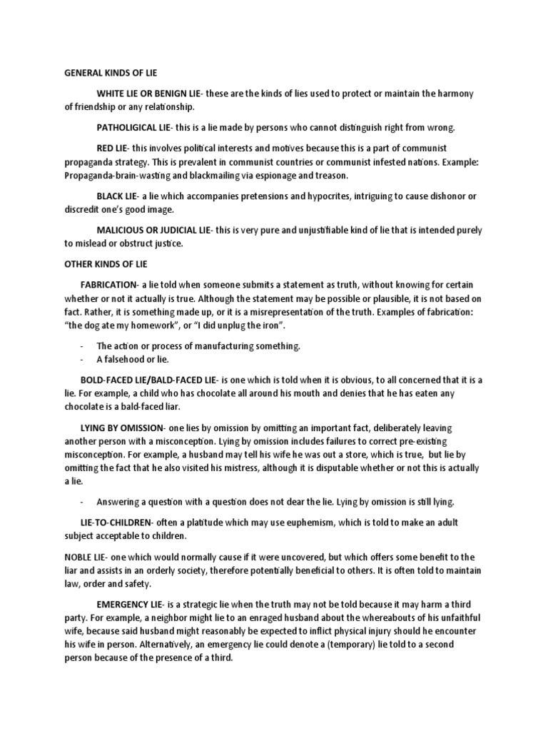 A Comprehensive Taxonomy of Lies: Exploring the Many Forms and ...