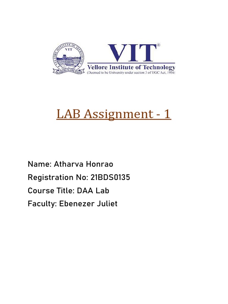 DAA Lab Assignment 1 | PDF | Computer Programming | Software Engineering