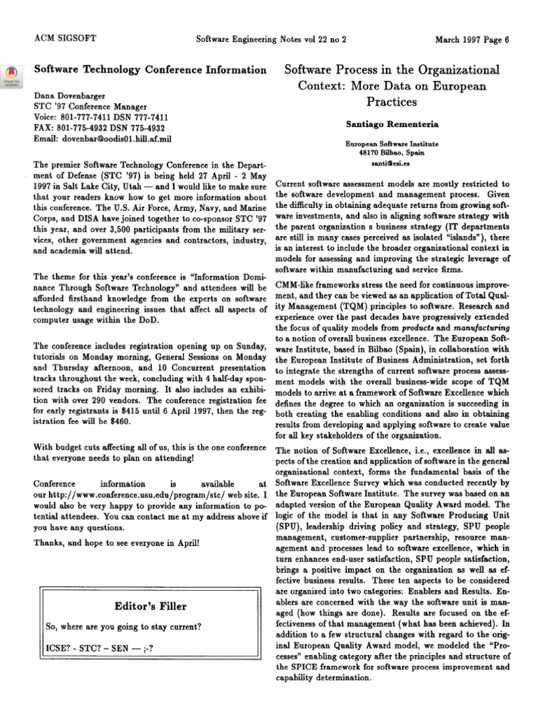 1997 Software Engineering Notes | PDF | Software | Business