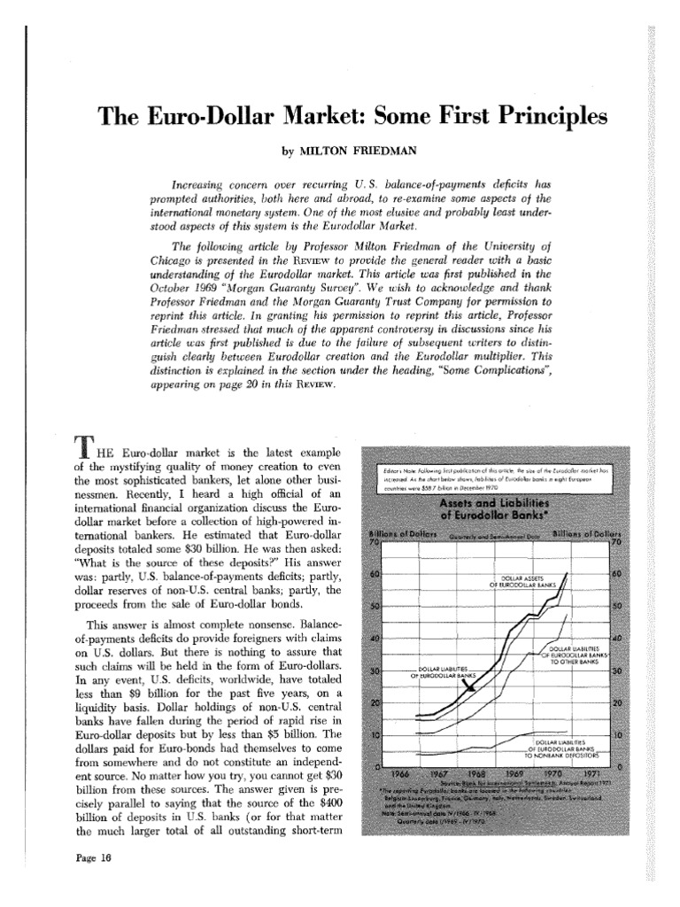 The Euro-Dollar Market Friedman Principles - Jul1971 | PDF | Banks ...