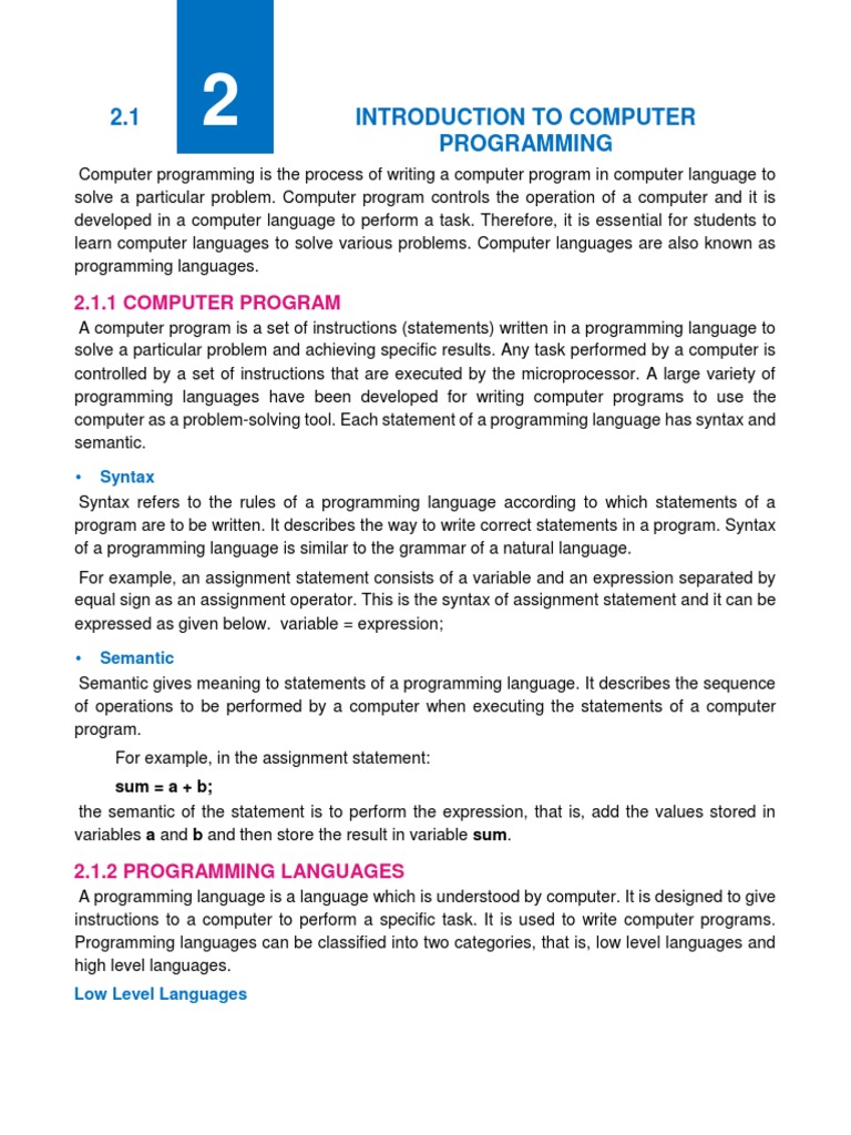 Chapter-2-Computer Science-10 Class-Federal Board | Download Free PDF | Programming | Computer ...