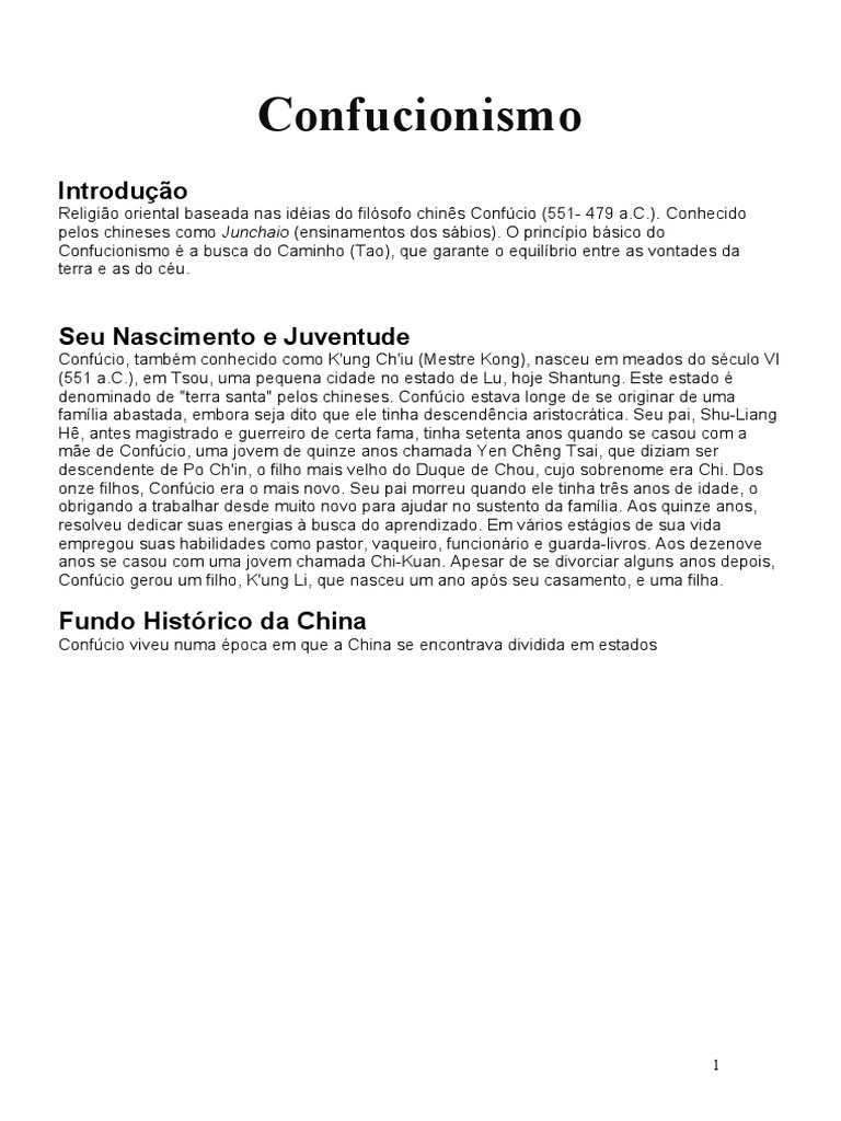 Confucionismo | PDF | Confúcio | Confucionismo