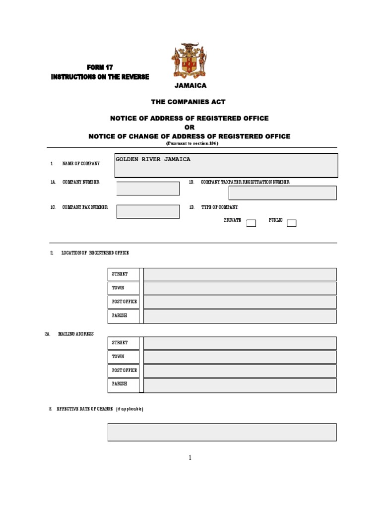 COMPANIES NOTICE OF ADDRESS FORM 17 (CPC Version 2) | PDF | Justice ...