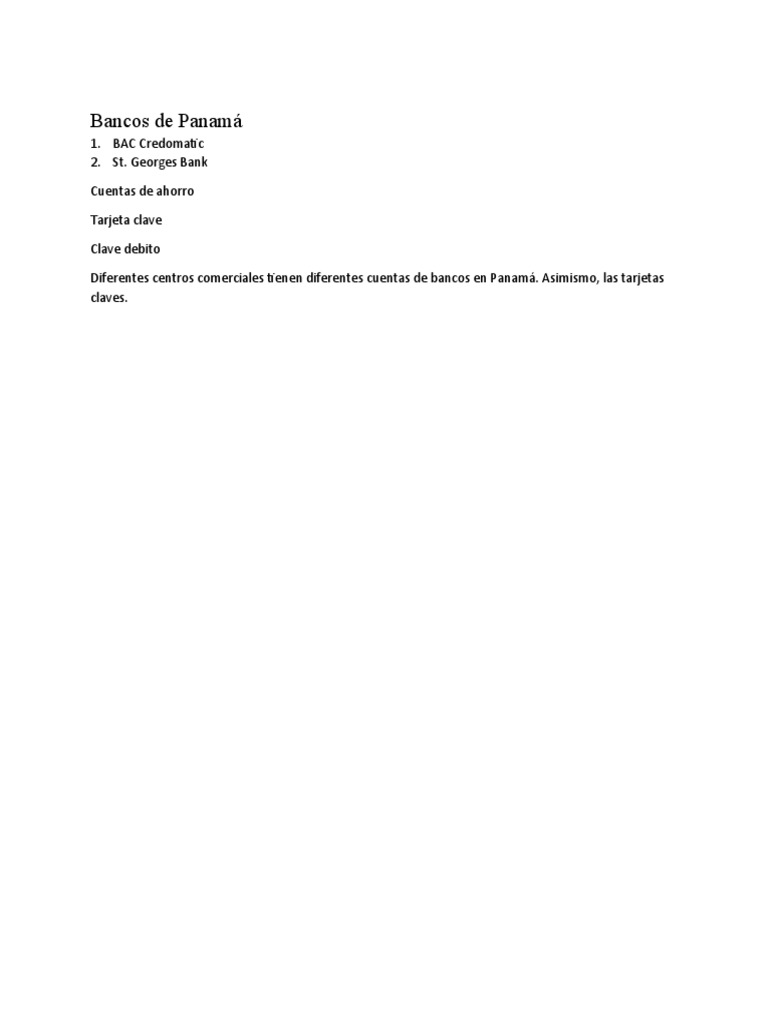 Bancos y Cuentas en Panamá | PDF