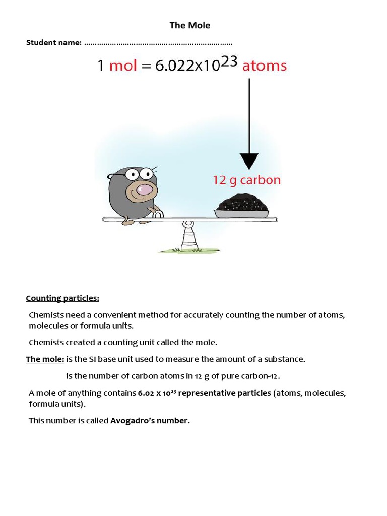 Counting particles: The Mole | PDF | Mole (Unit) | Molecules