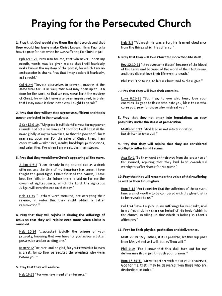 Praying For The Persecuted Church | PDF | Jesus | Prayer
