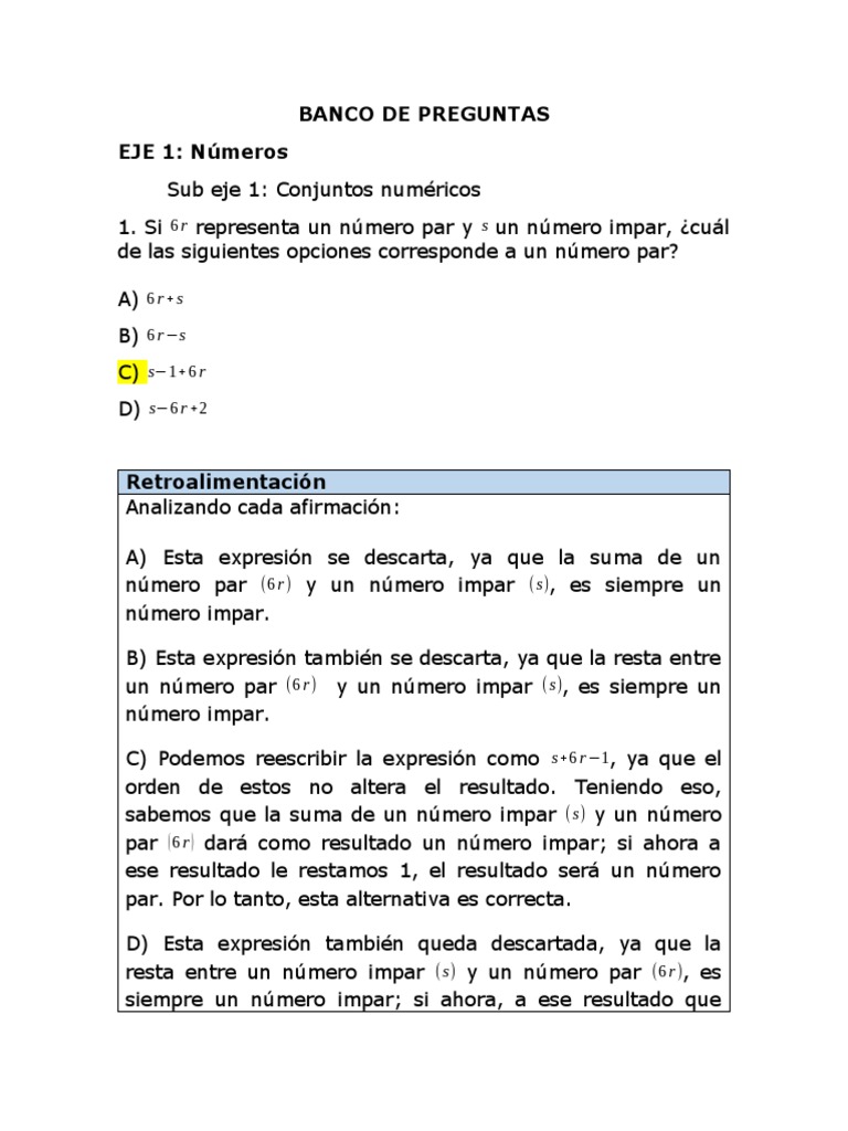 Banco de Preguntas | PDF | Raíz cuadrada | Entero