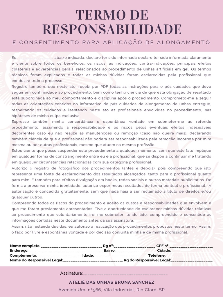 Ficha de Anamnese + Termo de Responsabilidade | PDF | Science Ficha de Anamnese + Termo de Responsabilidade | PDF | Science
