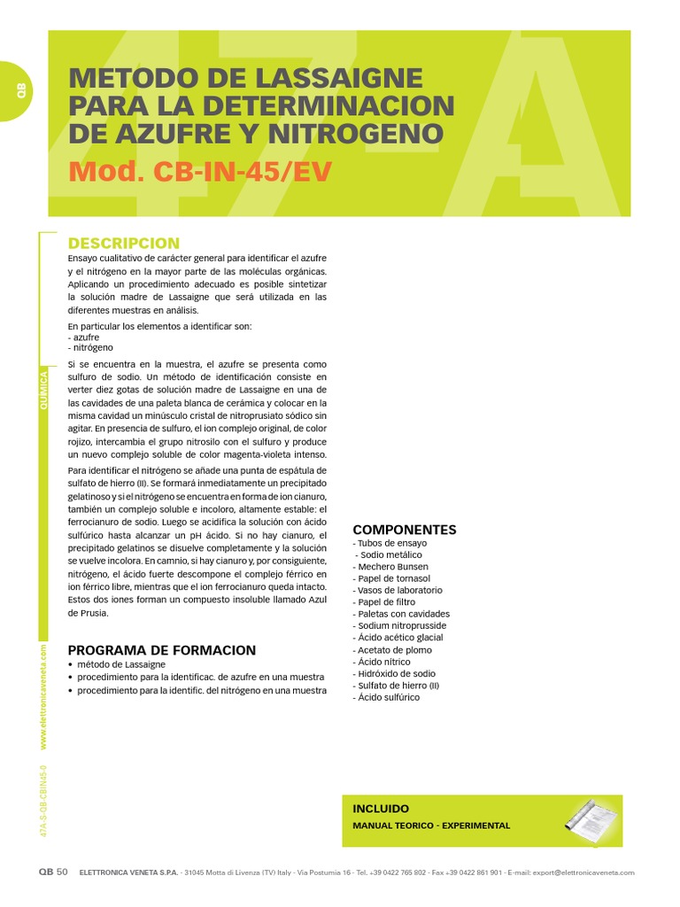 Método de Lassaigne: Azufre y Nitrógeno | PDF | Ácido | Azufre