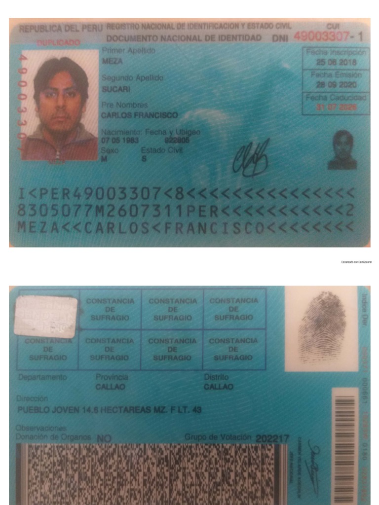 PDF DNI Carlos Meza | PDF