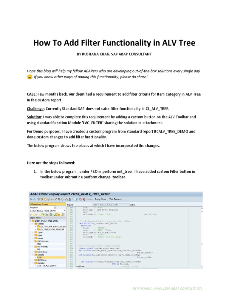 Adding Filter Functionality in ALV Tree 1601295177 | PDF | Software | Systems Engineering