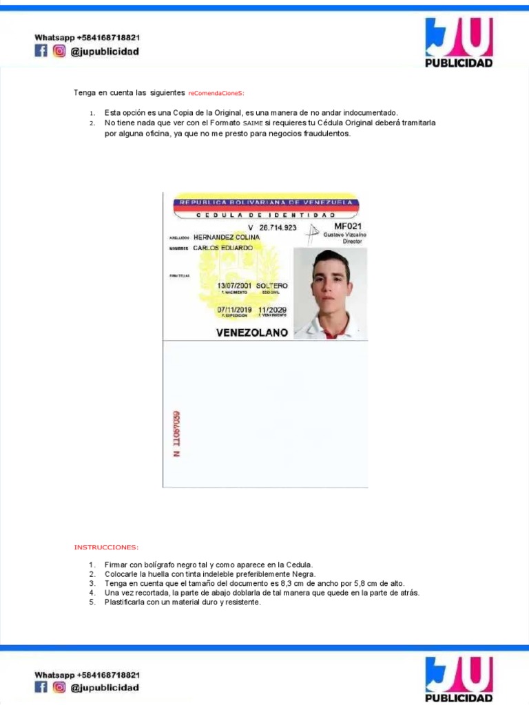 Formato PDF Cedula Venezolana | PDF