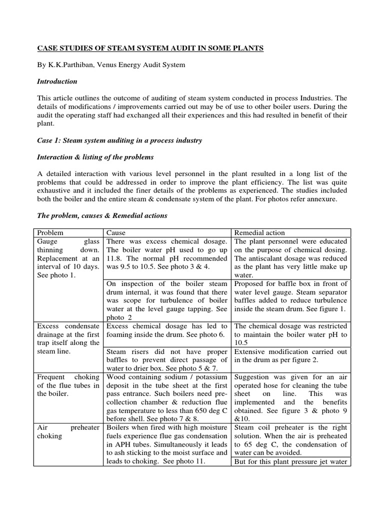 Steam System Audit Insights | PDF | Boiler | Chimney