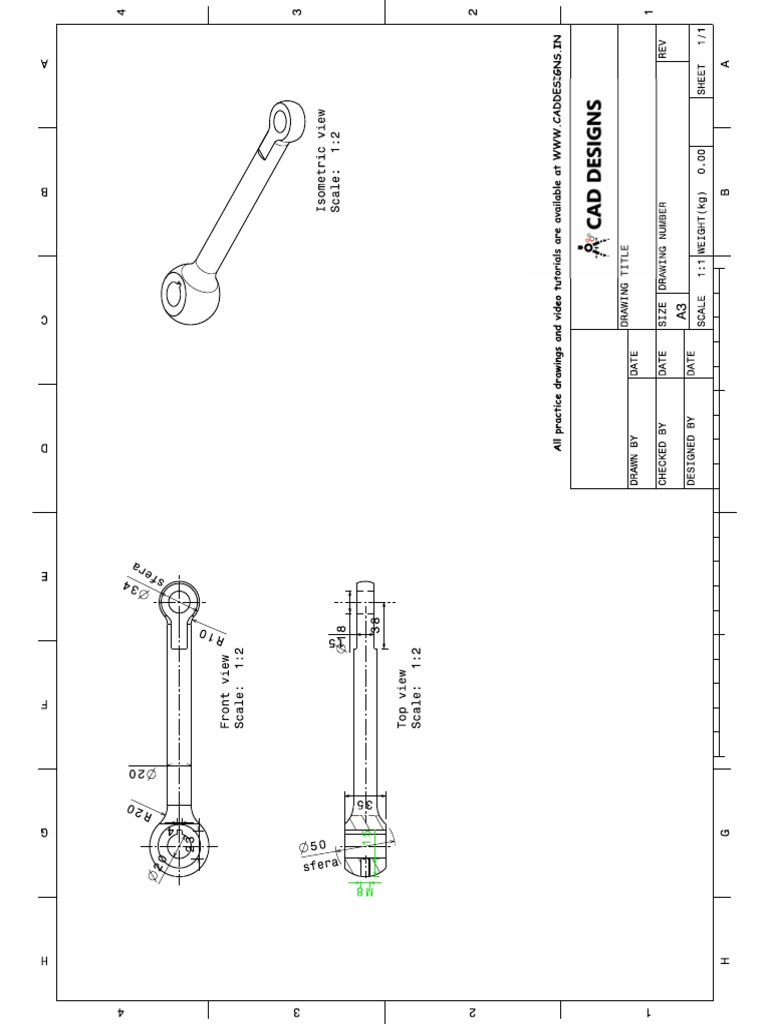 Mechanical Practice Drawing Sheets For AutoCAD CATIA NX SOLIDWORKS and ...