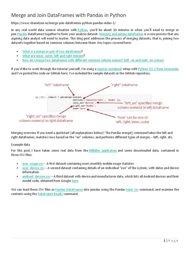 Master Merging And Joining Dataframes In Pandas Pdf Parameter Computer Programming Data