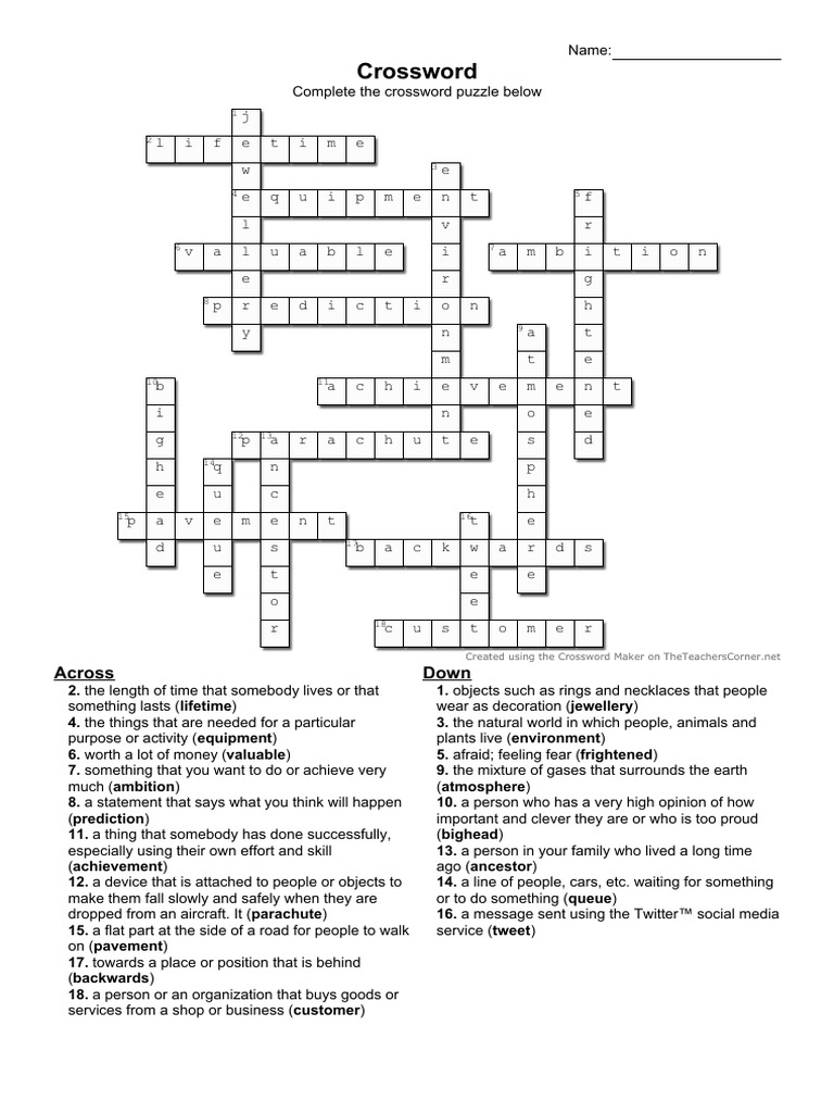 7AB 8bcrosswords Answerkey | PDF