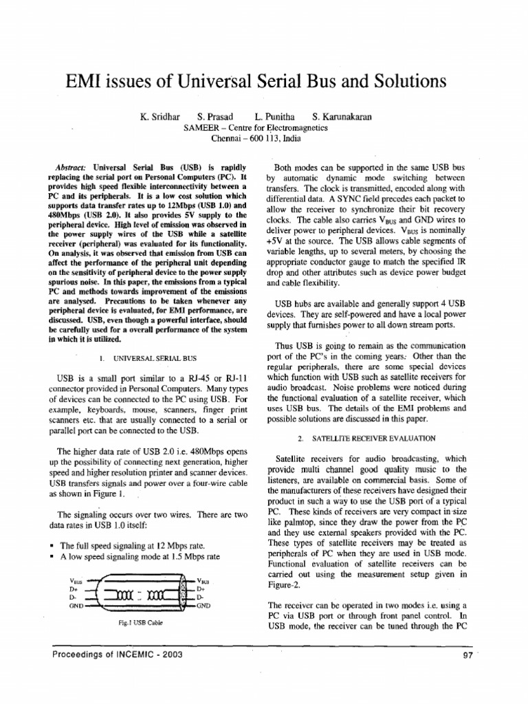 EMI Issues of Universal Serial Bus and Solutions | PDF | Usb ...