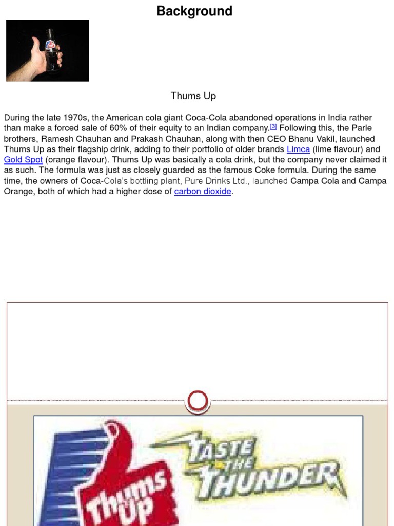 Thums Up: Limca Gold Spot | PDF | Cola | Soft Drink