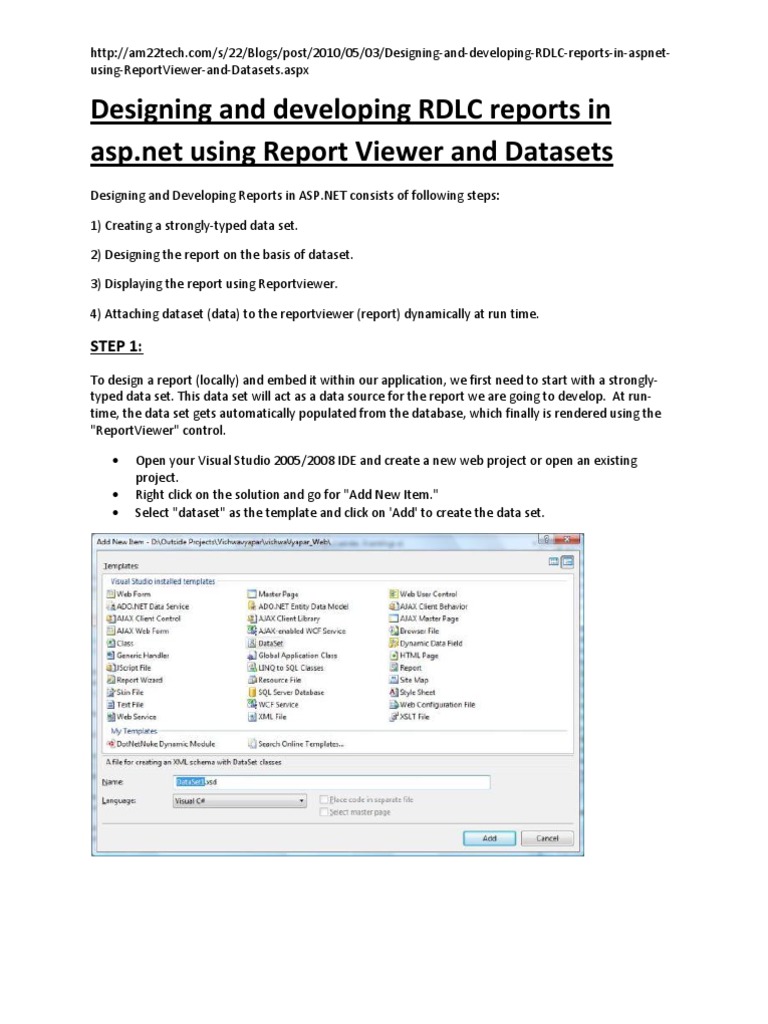 Designing and Developing RDLC Reports in ASP | PDF | Microsoft Sql ...