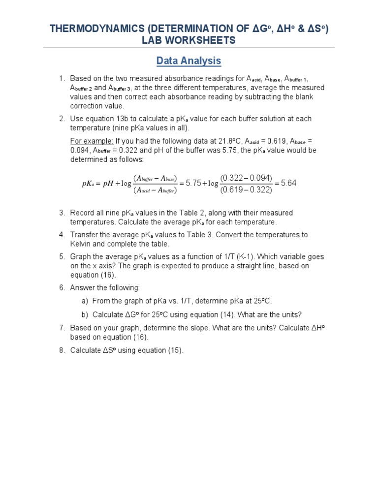 Thermodynamics Worksheets | PDF | Buffer Solution | Acid Dissociation ...