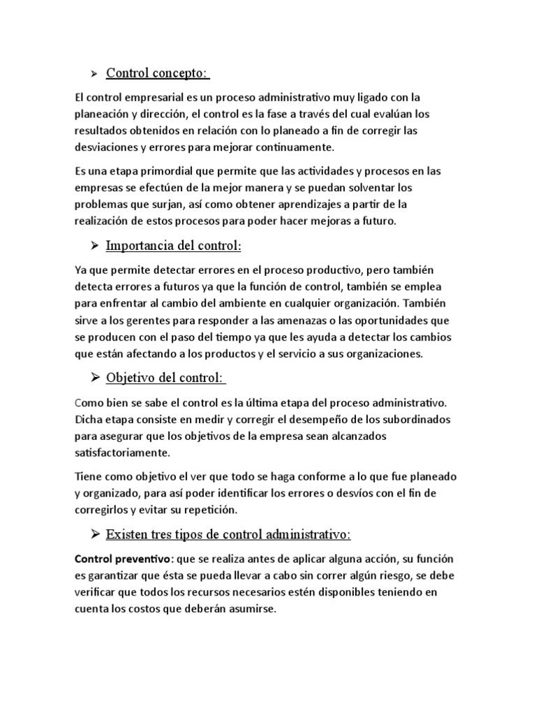 Control Concepto:: Control Preventivo: Que Se Realiza Antes de Aplicar ...