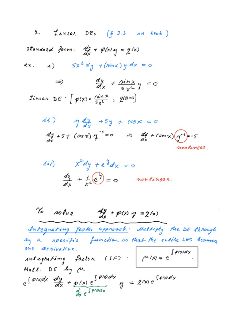 MTH 425 3. Linear First-Order DEs | PDF | Calculus | Mathematical Analysis