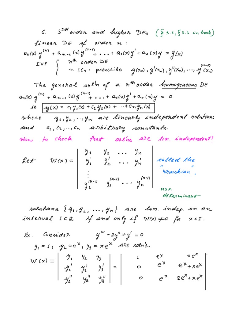 Linear DEs of higher order and their general solutions | PDF | Abstract ...
