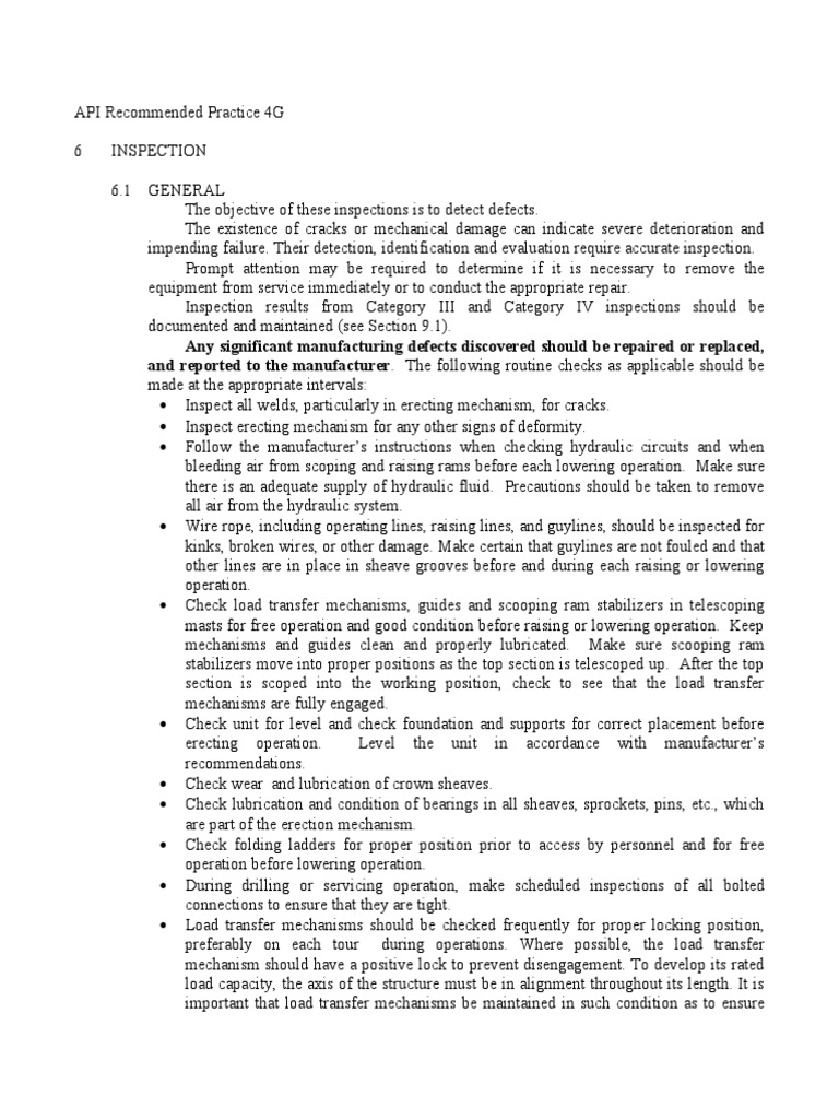 Rig Inspection Guidelines | PDF