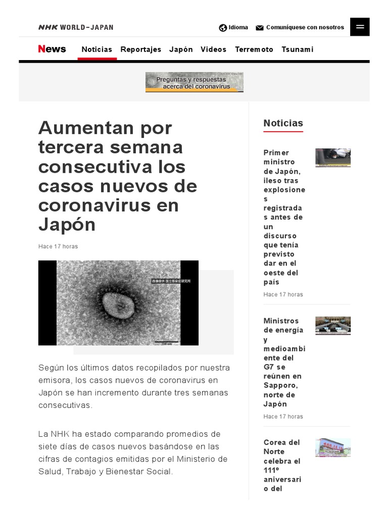 Aumentan por tercera semana consecutiva los casos nuevos de coronavirus en Japón _ NHK WORLD ...
