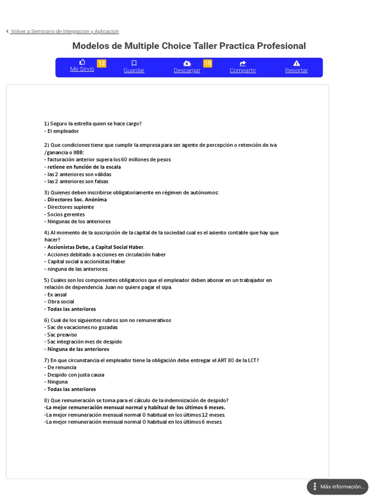 Modelos de Exámenes Multiple Choice | PDF | Pequeñas y medianas empresas | Salario