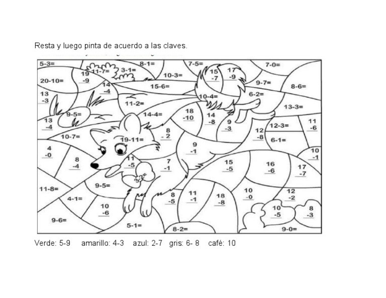 Resta y Luego Pinta de Acuerdo A Las Claves | PDF