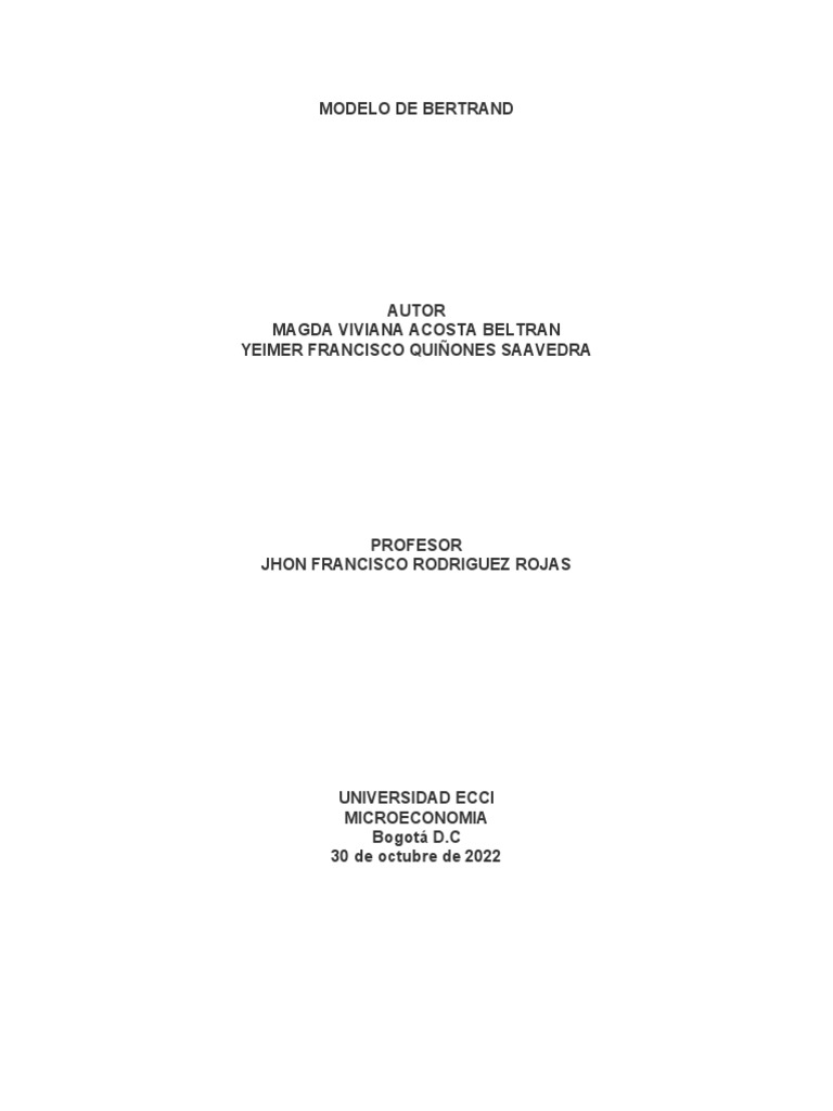 Modelo Bertrand: Análisis y Estrategias | PDF | Mercado (economía ...