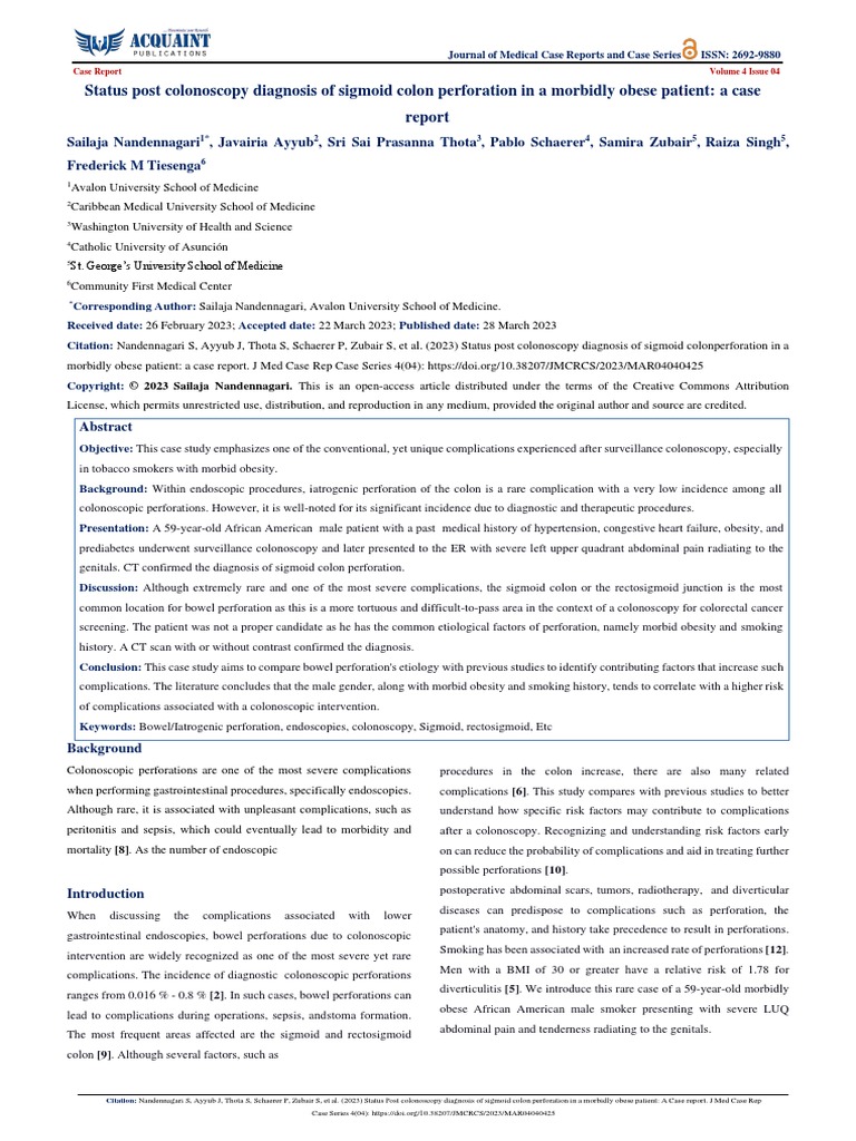 S/P Colonoscopy Perforation | PDF | Colonoscopy | Colorectal Cancer