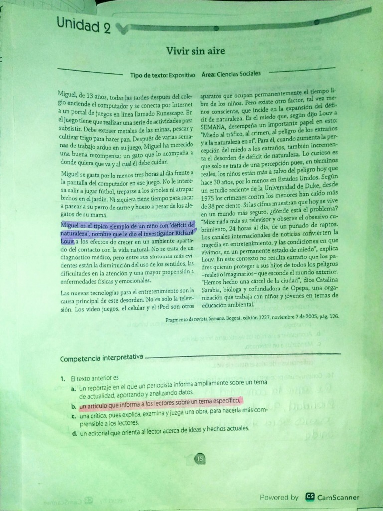 Unidad: Vivir Sin Aire | PDF