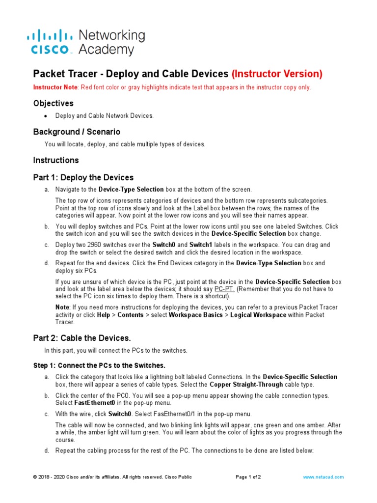 3.3.4 Packet Tracer - Deploy and Cable Devices - ILM | Download Free PDF | Icon (Computing ...