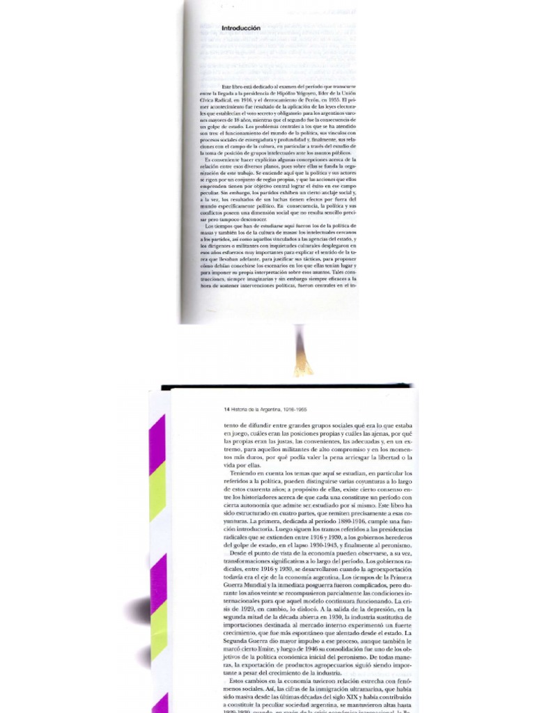 Historia de La Argentina (1916-1955) Cattaruzza - INTRO - CAP 1-2-3-4 | PDF